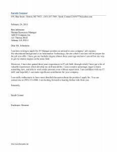 Information Technology Manager Cover Letter