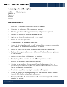 Machine Operator Job Description