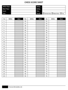 Chess Score Sheet Template