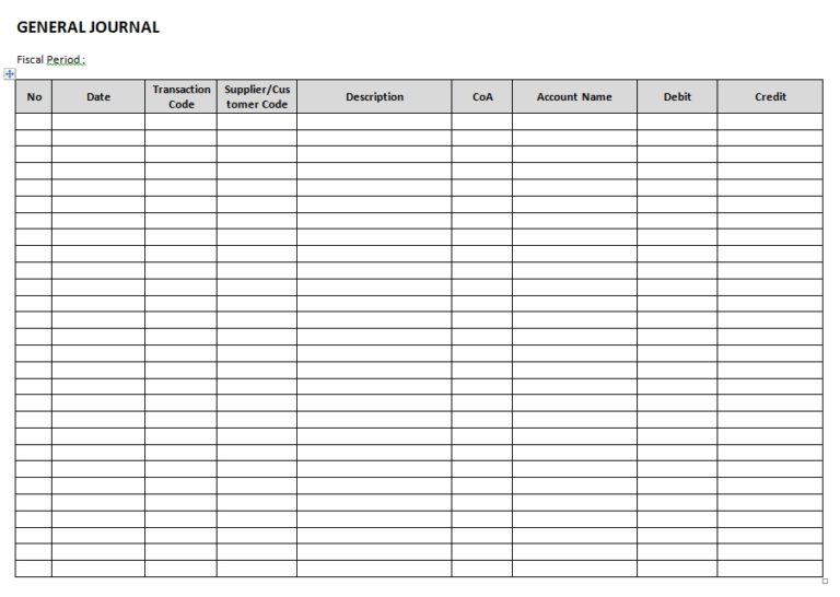 General Journal Template Freewordtemplates